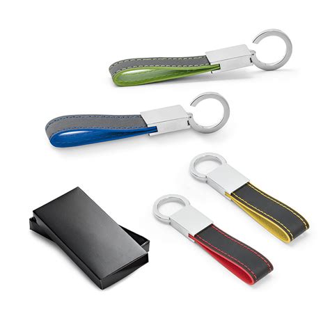 Chaveiro Couro Sintético e Metal Personalizado Falconi Brindes