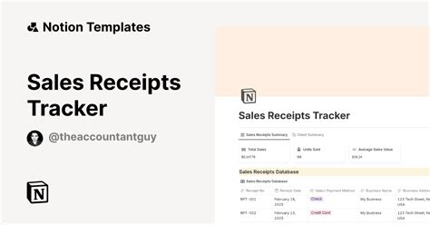 Sales Receipts Tracker Template Notion Marketplace