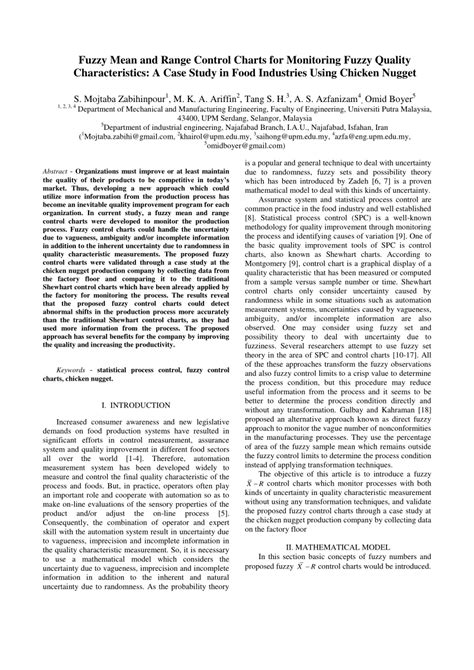 PDF Fuzzy Mean And Range Control Charts For Monitoring Fuzzy Quality Characteristics A Case
