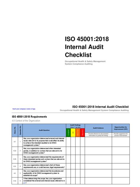 Iso 45001 Template Free Download