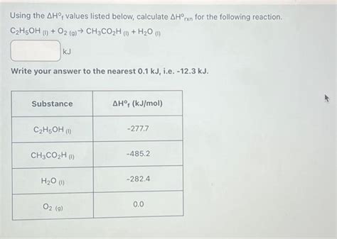 Solved Using The Δh∘ Values Listed Below Calculate Δh∘rxn