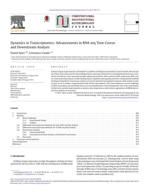 Pdf Dynamics In Transcriptomics Advancements In Rna Seq Time Course And Downstream Analysis