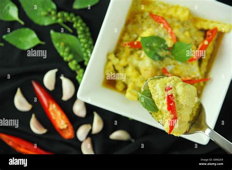 Thai Curry And Garnish On The Table Thai Food Stock Photo Alamy
