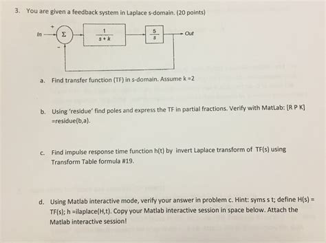Solved You Are Given A Feedback System In Laplace S Domain