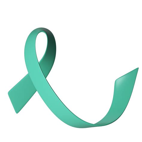 3d Teal Ribbon Icon Illustration Awareness For Cervical Ovarian Cancer