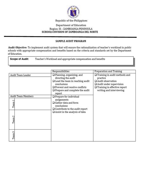 Draft Audit Program Teacher Workload Pdf Audit Teachers