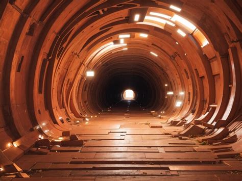 Premium Photo Deserted Depths Collapsed Timbered Underground Tunnel