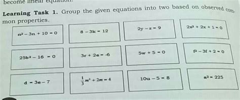 solved become linear equaton learning task 1 group the given