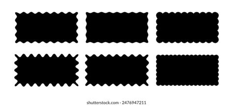 Set Rectangular Shapes Squiggly Borders Tags Stock Vector Royalty Free 2427987813 Shutterstock