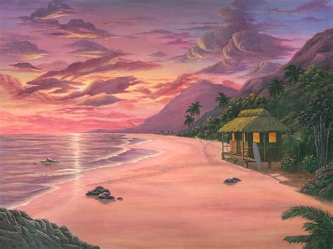 Tropical Beach Seascape Giclée Print For Home Decor Tropical Hideaway