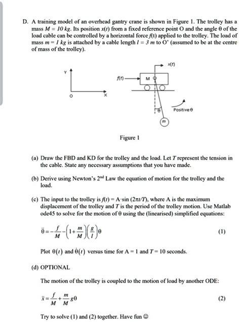 Solved Please Solve This In Matlab A Training Model Of An Overhead Gantry Crane Is Shown In