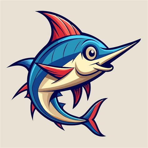 Premium Vector Cute Swordfish Cartoon Vector Illustration