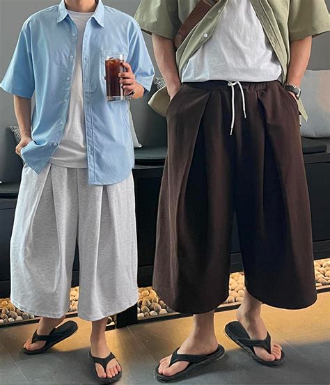 더블핀턱 8부 버뮤다 팬츠 4color 와이드 통큰 버뮤다팬츠 스웻 헬스 긴 빅사이즈 오버핏 반바지 에이블리