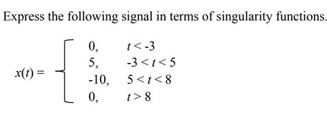 Solved Express The Following Signal In Terms Of Singularity