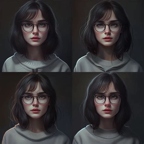 Prompt Girl With Round Glasses Dark White Clothes Download Script For