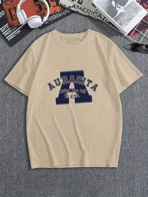 Plus Size Creative Letter Illustration Pattern Mens Trendy Temu