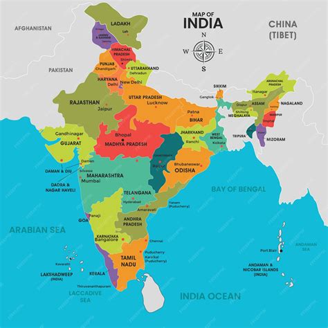 インド国の地図 Premiumベクトル素材