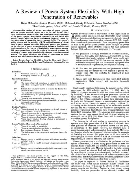 A Review Of Power System Flexibility With High Penetration Of