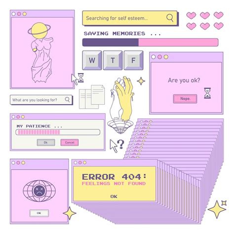 Premium Vector Trendy Y K Sticker Set Old Computer Aestheticretro