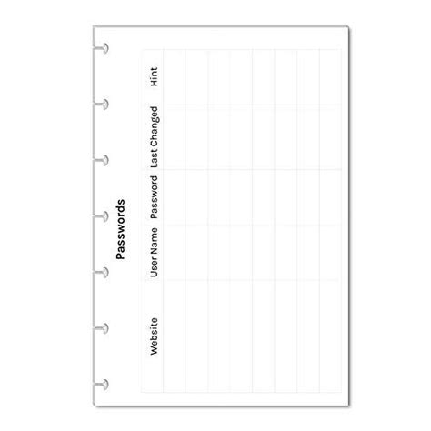 Pasword Tracker Password Log For 7 Disc Planners