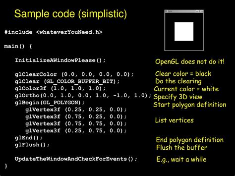 Ppt A Look At The Opengl Code Opengl Programming Guide Chapter 1 Introduction To Opengl