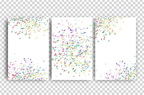 축 하와 투명 한 배경에 대 한 색종이 조각 장식으로 현실적인 격리 된 인사말 카드의 벡터 집합입니다 생일 축 하 파티 휴가의