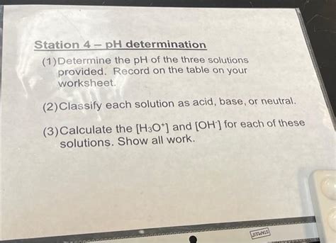Station 4pH Determination 1 Determine The PH Of Chegg Com