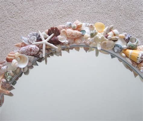 beach decor seashell mirror nautical decor natural shell mirror oval