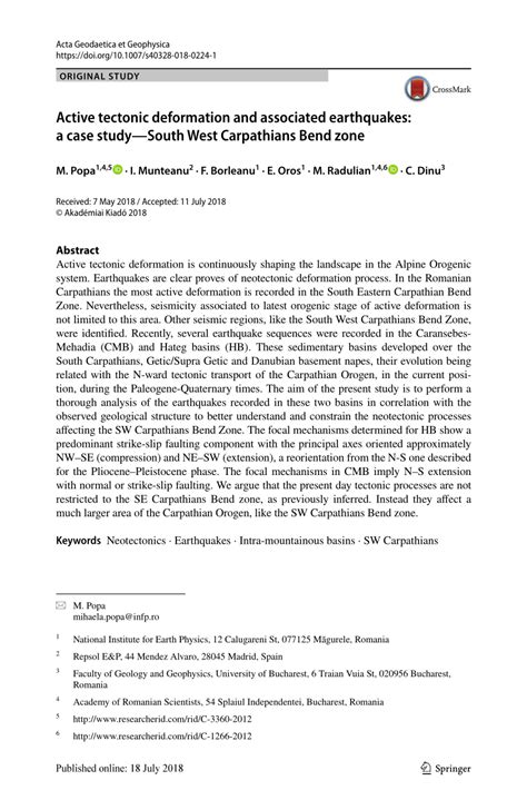 Pdf Active Tectonic Deformation And Associated Earthquakes A Case
