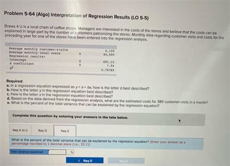 Solved Problem 5 64 Algo Interpretation Of Regression