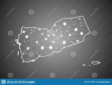 El Wireframe Del Vector Enreda Poligonal Del Mapa De Yemen Estructura