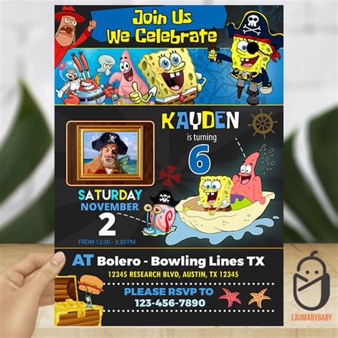 SpongeBob SquarePants Birthday Invitation Laumarybaby