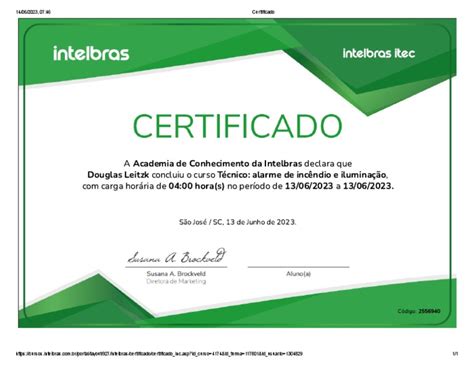 Certificado Alarme De Incêndio Intelbras Pdf