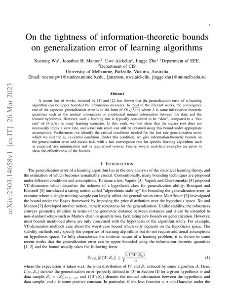 PDF On The Tightness Of Information Theoretic Bounds On