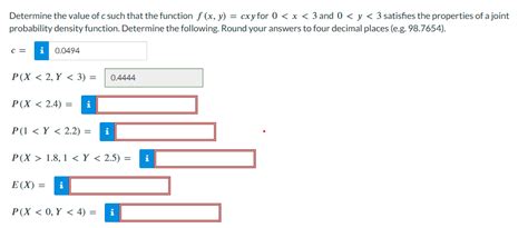 Solved Determine The Value Of C Such That The Function Chegg