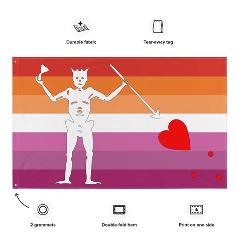 Lesbian Blackbeard Pirate Pride Flag Lesbian Flag Blackbeard Flag