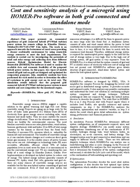 Cost And Sensitivity Analysis Of A Microgrid Using Homer Pro Software In Both Grid Connected And