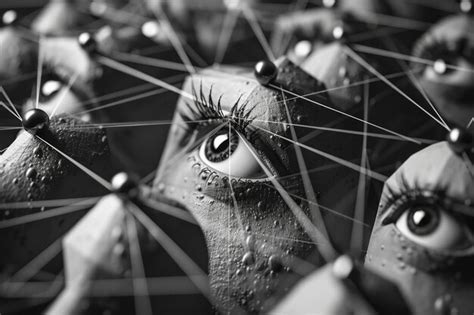 Premium Photo Abstract Isometric Grid Of Interconnected Cubes With Large Eye Symbols