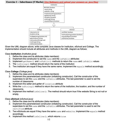 Solved Given The Uml Diagram Above Write Complete Java