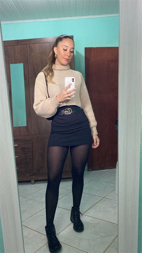 Look Meia Calça Preta Looks Looks Coturno Looks Estilosos
