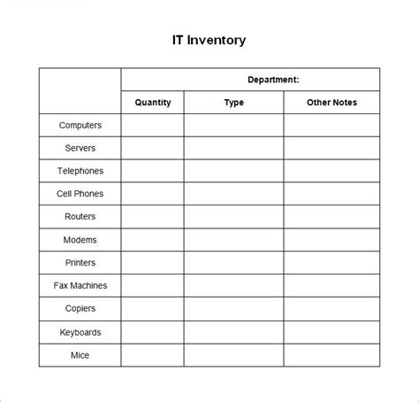 IT Inventory Template Free Word Excel Documents Download