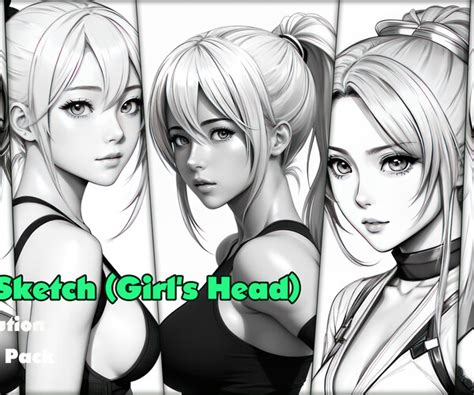 Artstation 440 Sketch Girls Head Reference Pack 4k V7 Artworks