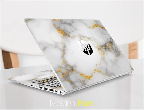 Laptop Skin Hp Spectre Decals Personalization Customizable Design White Marble Texture For