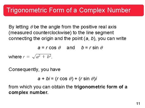 Trigonometric Form Of A Complex Number Objectives Plot
