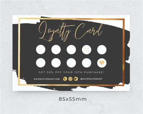 Gold Loyalty Card Template Editable Rewards Card Minimalist Loyalty