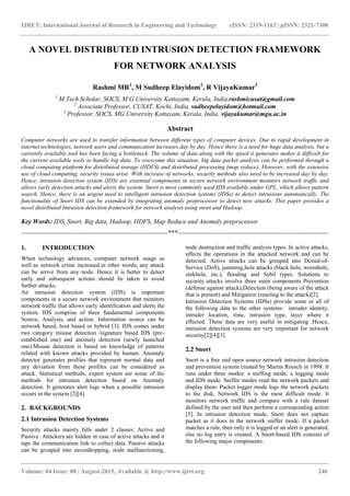 A Novel Distributed Intrusion Detection Framework For Network Analysis PDF Internet Computing