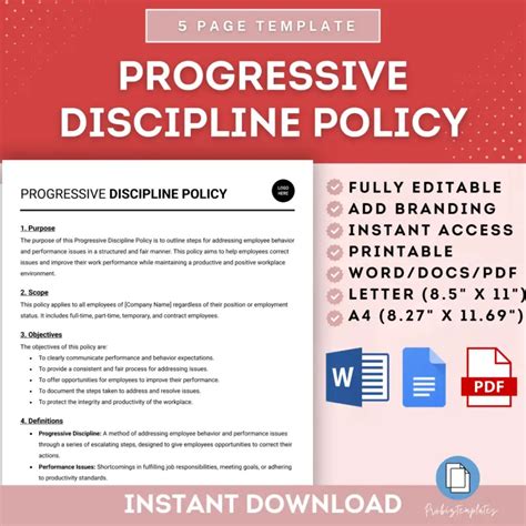 Progressive Discipline Policy Template Probiztemplates