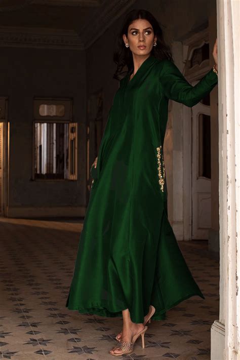 New Stylist Dark Green Trouser Suit With Zardosi Work Lstv114974