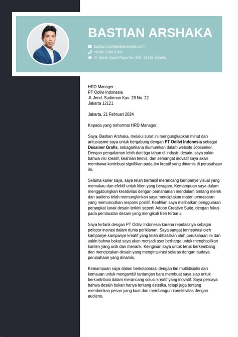 Contoh Surat Lamaran Kerja Desain Grafis Jobseeker