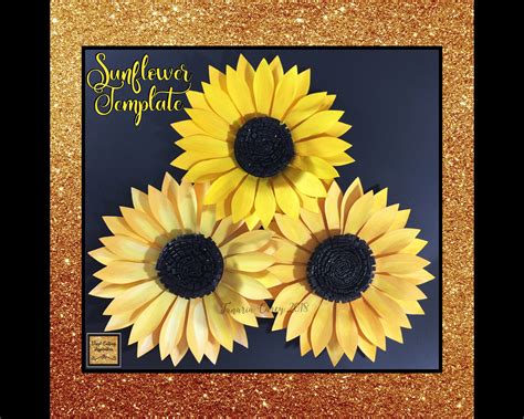 Sunflower Svg Sunflower Template Flower Svg Sunflower Paper Etsy My